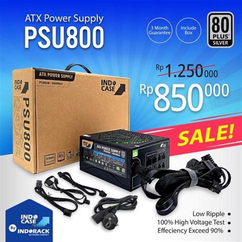 Jual Indocase Atx Power Supply 800w Psu 800 Watt 80 Silver Psu800