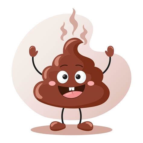 Cute Cartoon Poop On A White Background Smiling Kawaii Poop Character