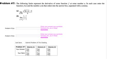 solved problem 7 the following limits represent the