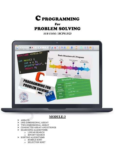 Module 3 18cps23 Skc Basic C Programming Sub Code 18cps13 Module Arrays One Dimensional
