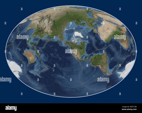 Juan De Fuca Tectonic Plate On The Blue Marble Satellite Map In The Fahey Oblique Projection