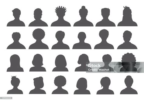 사람 아바타 사람들이 실루엣을 머리의 집합입니다 사람들은 소셜 네트워크 아이콘 컬렉션에 직면합니다 개성 개념에 대한 스톡 벡터