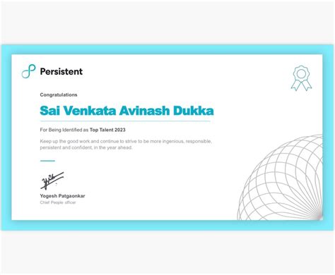 Sai Venkata Avinash Dukka On Linkedin Persistent Systems Thanks For