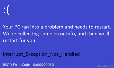 how to fix interrupt exception not handled bsod error 0x0000003d