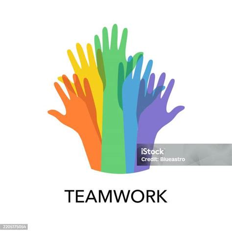 팀워크 로고 추상적 인 사람들은 평면 디자인 벡터에서 손을 듭니다 우정 파트너십 지원 팀워크 사업 로고 아이콘 공동체에 대한 스톡 벡터 아트 및 기타 이미지 Istock