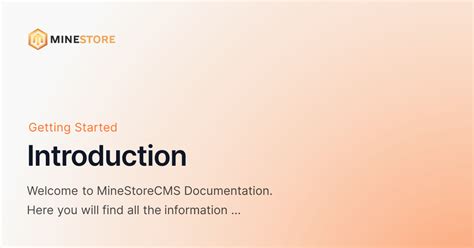 Introduction Documentation Minestorecms