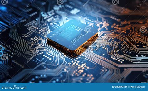 Advanced Technology Concept Visualization Circuit Board Cpu Processor Microchip Starting