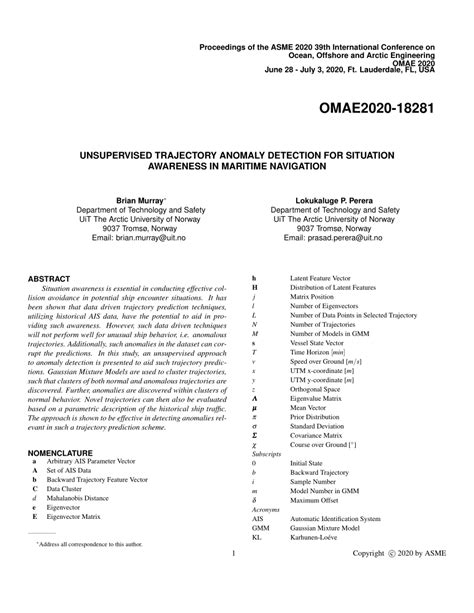 Pdf Unsupervised Trajectory Anomaly Detection For Situation Awareness