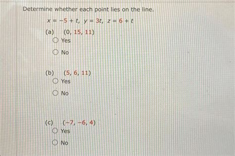 solved determine whether each point lies on the line