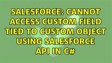 Salesforce Cannot Access Custom Field Tied To Custom Object Using SalesForce API In C YouTube