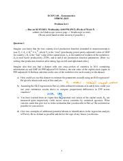 Problem Set Pdf ECON Econometrics SPRING Problem Set Due On