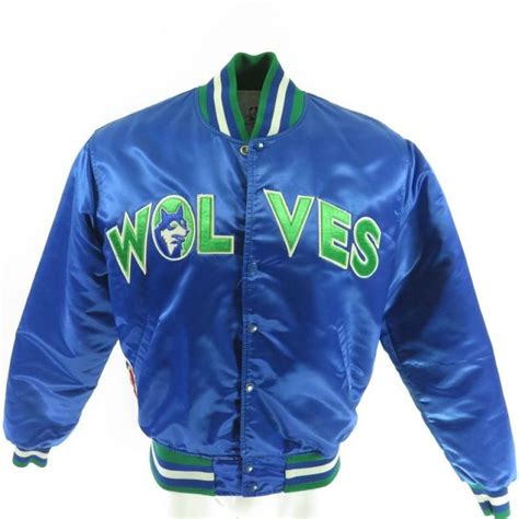 Vintage 80s Minnesota Timberwolves Starter Jacket Mens L Satin Wolves