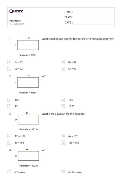 50 Perimeter Worksheets For 4th Grade On Quizizz Free Printable