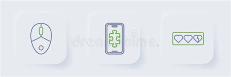 Set Line Game Life Bar Mobile Gaming And Computer Mouse Icon Vector Stock Vector