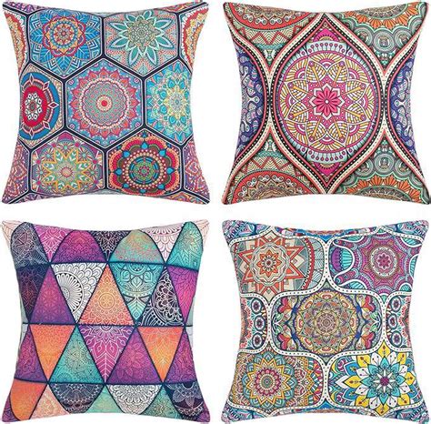 Lot De 4 Housses De Coussin Décoratives 45 X 45 Cm Taies Doreiller
