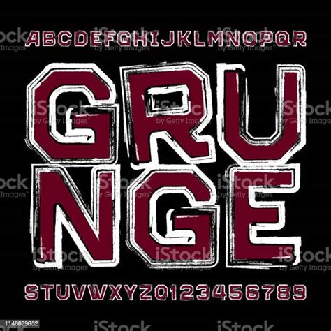 추상 그런 지 알파벳 글꼴입니다 하프톤 배경의 대문자 및 숫자를 지저분한 0명에 대한 스톡 벡터 아트 및 기타 이미지 0명 거친 긁힌 Istock
