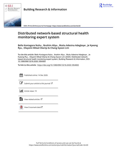 Pdf Distributed Network Based Structural Health Monitoring Expert System