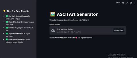 Python Streamlit Asciiart Imageprocessing Developer Tech Giaic Alvina Abdullah