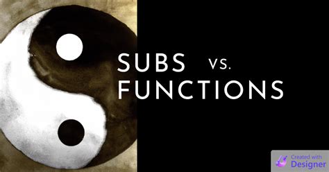 Subs Vs Functions In Vba