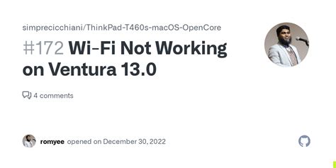 Wi Fi Not Working On Ventura 130 · Issue 172 · Simprecicchianithinkpad T460s Macos Opencore
