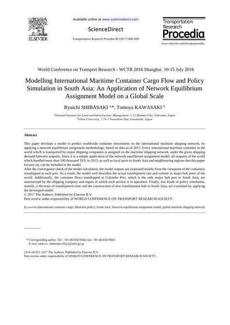 Pdf Modelling International Maritime Container Cargo Flow And · South Asian Countries