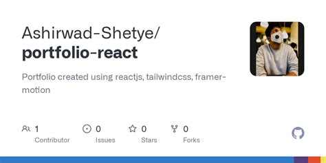 Github Ashirwad Shetyeportfolio React Portfolio Created Using