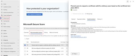 阻止用户根据证书模板请求对任意用户有效的证书 esc1 microsoft defender for identity