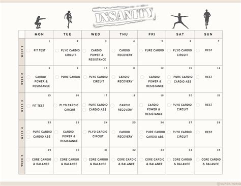Insanity Workout Calendar