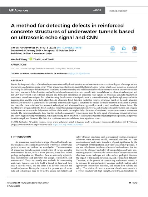 Pdf A Method For Detecting Defects In Reinforced Concrete Structures Of Underwater Tunnels