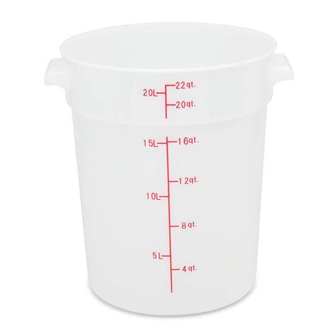 White Polypropylene Round Storage Container 22 Qt Nsf 6 Ea Cs