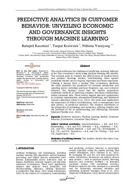 Pdf Predictive Analytics In Customer Behavior Unveiling Economic And