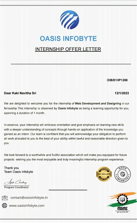 Navitha Sri On Linkedin Oasisinfobyteinternship Webdevelopment