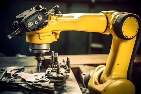 Premium Photo Industrial Robot Arm At Production Line At Modern Factory Neural Network Ai