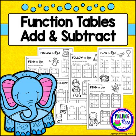 function tables addition and subtraction input output boxes