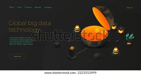 Big Data Technology Isometric Vector Illustration Stock Vector Royalty Free 2223252499