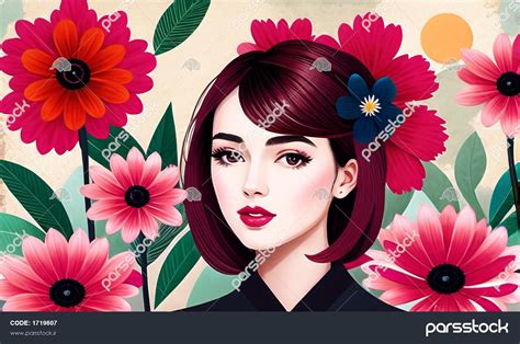 دختر زیبا احاطه شده با گل ها هوش مصنوعی ایجاد کرد 1719607