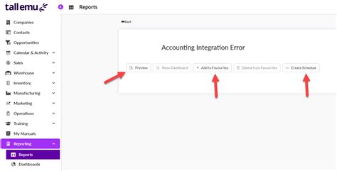 Accounting Integration Errors Report General Help Tall Emu Crm