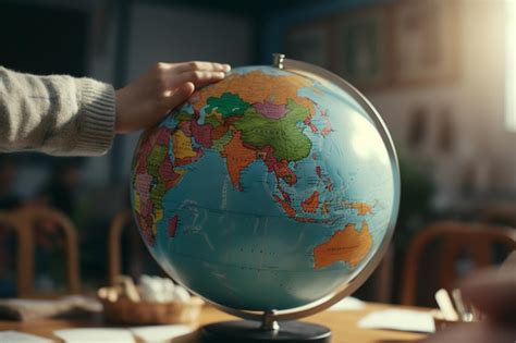 Teacher Using A Globe To Teach Geography Generative Ai Premium Ai Generated Image