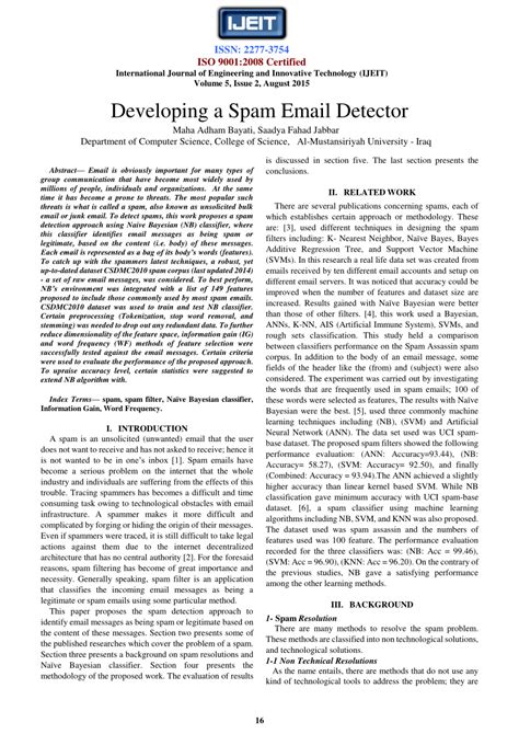 PDF Developing A Spam Email Detector