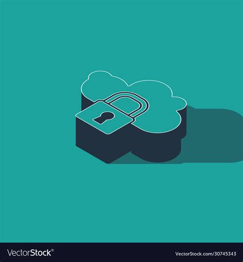 Isometric Cloud Computing Lock Icon Isolated Vector Image