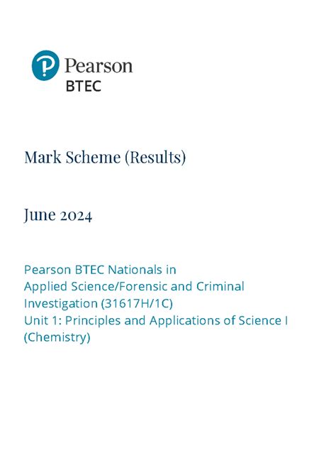 BTEC Applied Science Unit Chemistry Revision Notes Key Concepts Studocu
