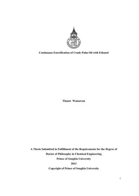 Pdf Continuous Esterification Of Crude Palm Oil With Kbpsuacth