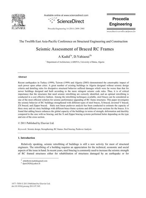 PDF Seismic Assessment Of Braced RC Frames DOKUMEN TIPS
