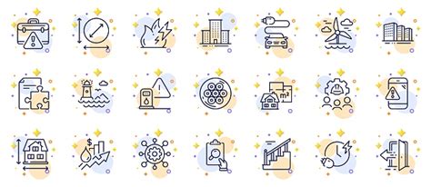 Outline Set Of Windmill Lighthouse And Framework Line Icons For Web App Pictogram Icon Vector