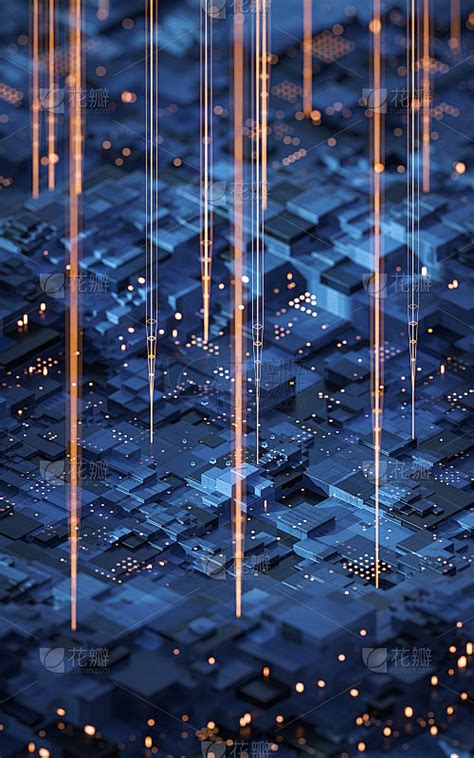 电路与材料，科技，3d渲染。