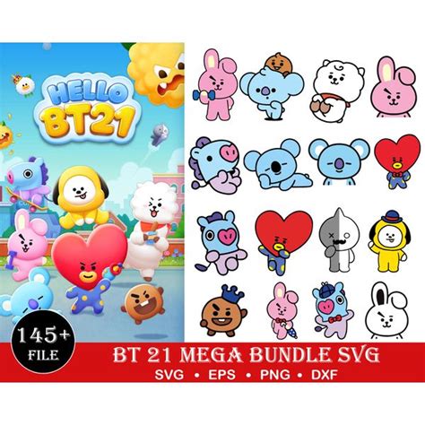 Bt21 Mega Bundle Svg Bt21 Characters Svg Bt21 Clipart Bt2 Inspire Uplift