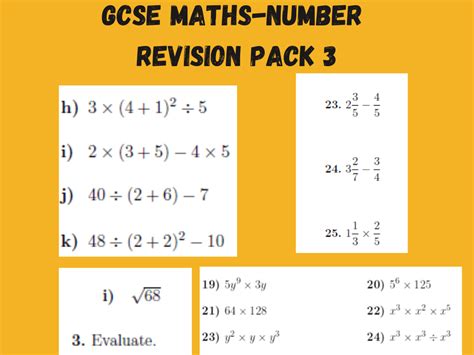 Gcse Maths Number Revision Pack 3 Teaching Resources