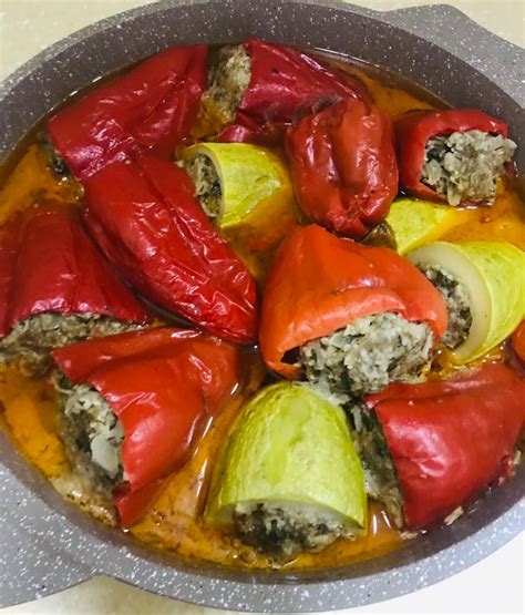 Фаршированные перцы и кабачки рецепт автора Sayyora Alimova