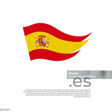 스페인 국기 흰색 배경에 빨간색 줄무늬 스페인어 플래그 Es 도메인 텍스트 장소와 국가 포스터의 벡터 디자인 색칠 브러시