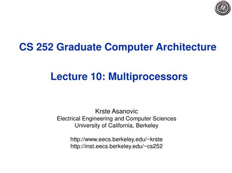 PPT CS 252 Graduate Computer Architecture Lecture 10 Multiprocessors